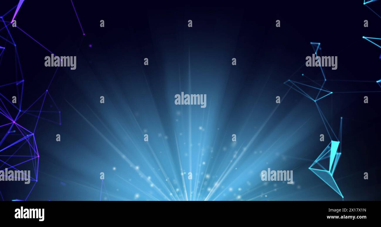 Animation connections blue light over hi-res stock photography and ...