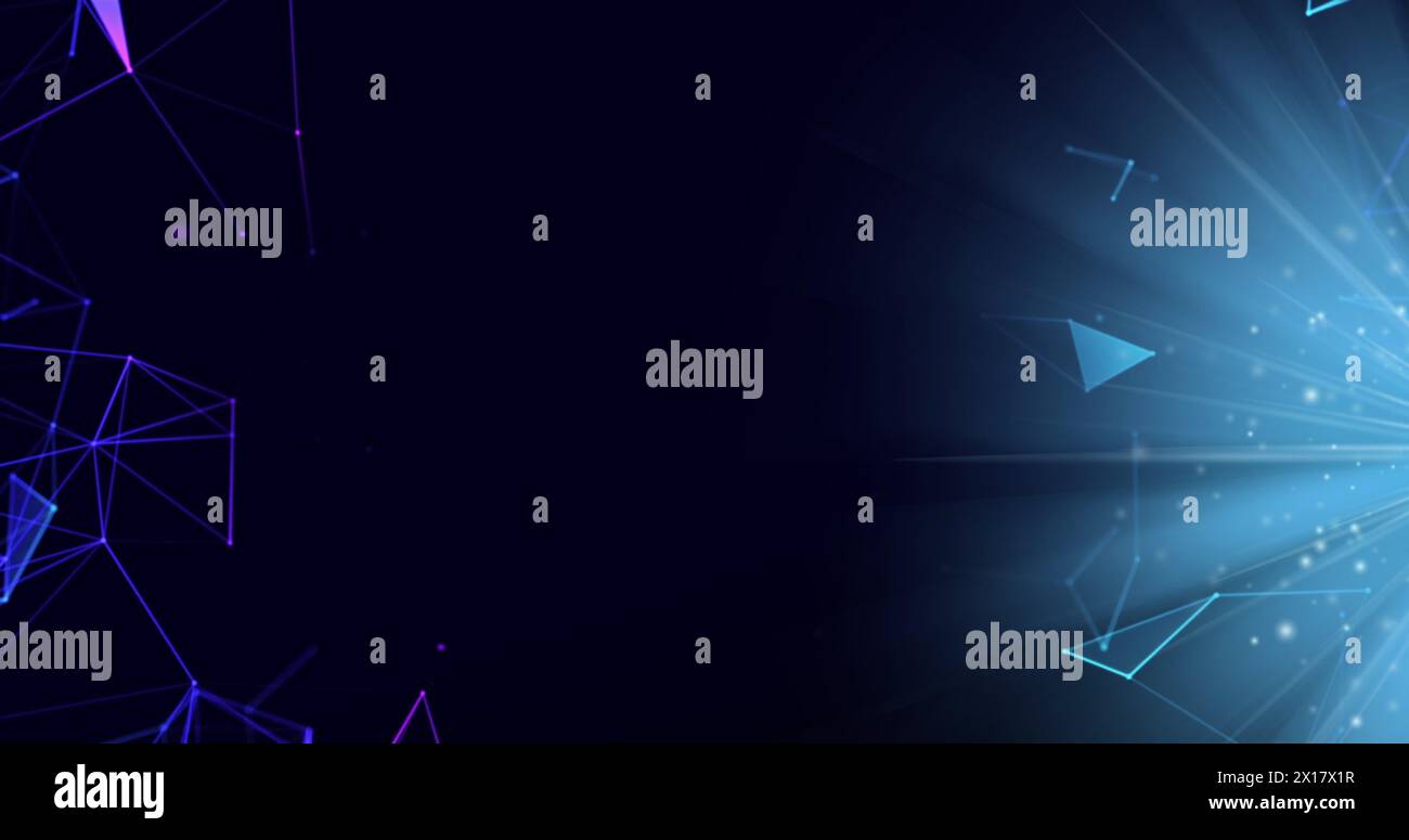Image of blue light and connections on black background Stock Photo - Alamy