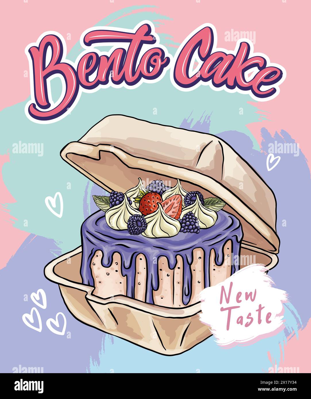 Cute shaped bento cake banner. Romantic dessert. Valentine day and ...