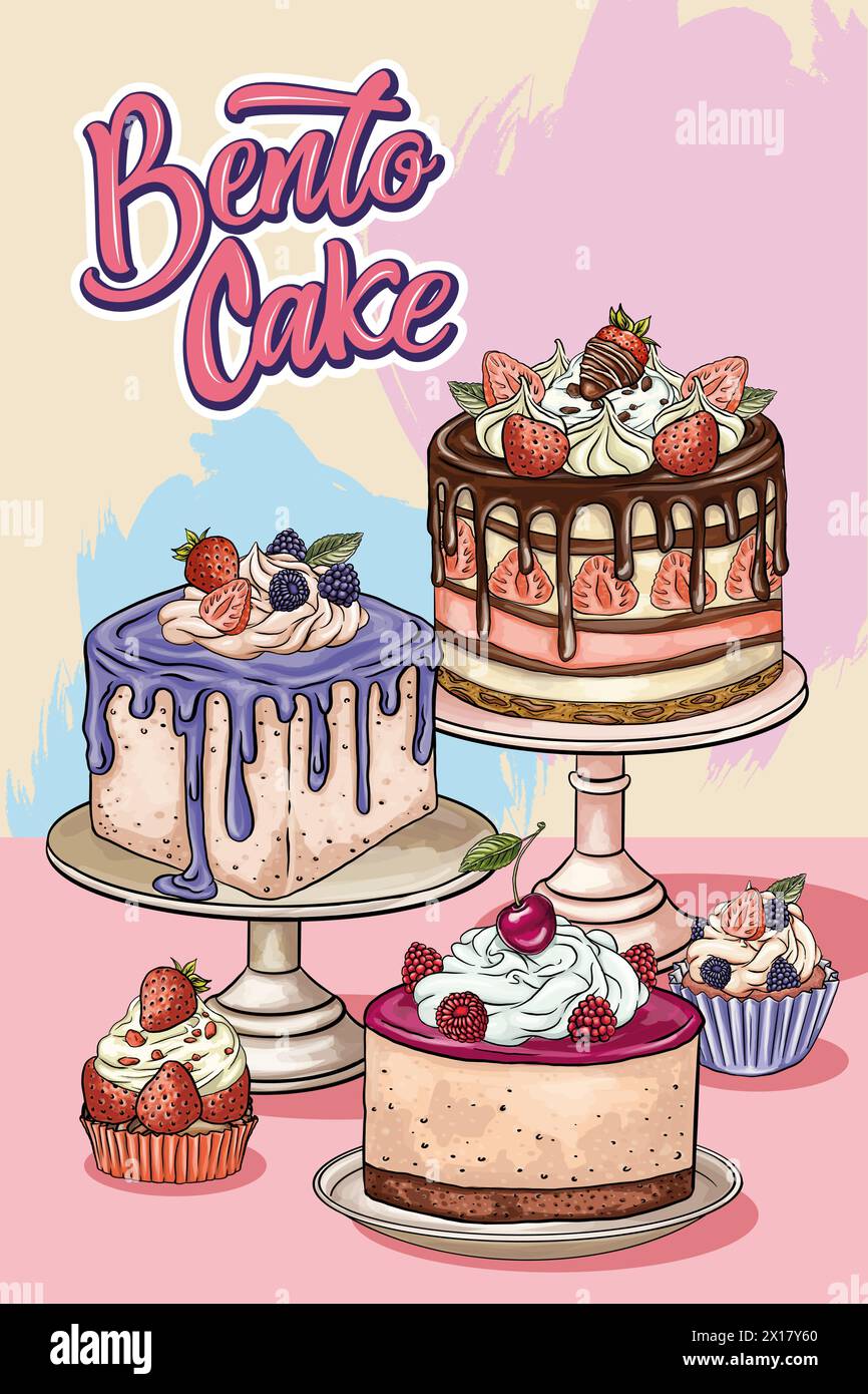 Poster for advertising a company producing Bento cakes. Collection of ...