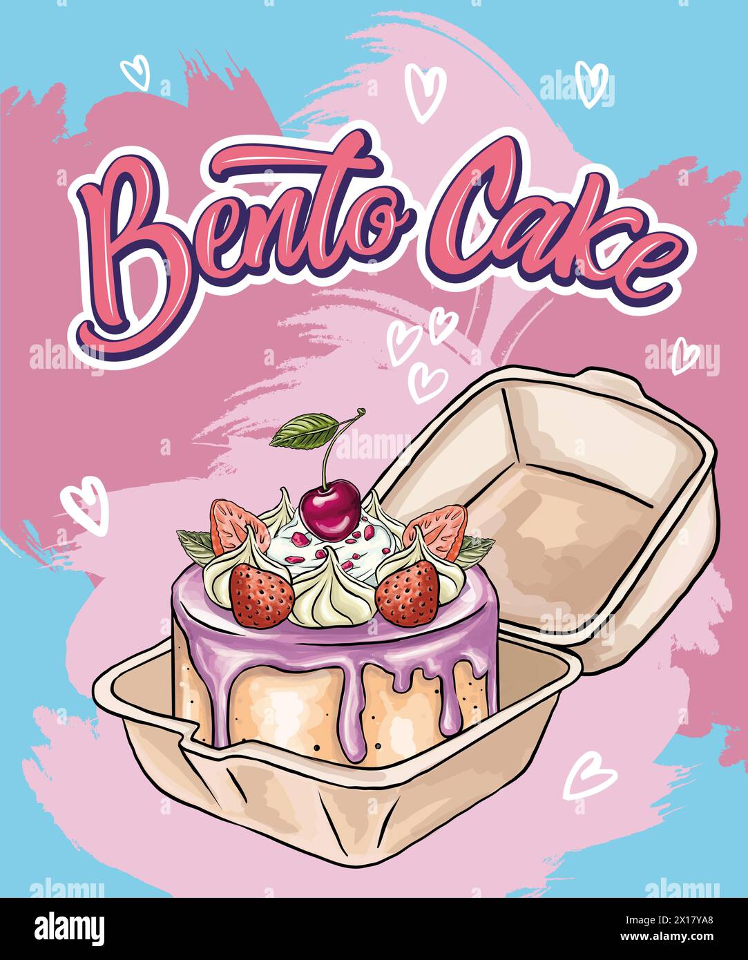 Cute shaped bento cake banner. Romantic dessert. Valentine day and ...