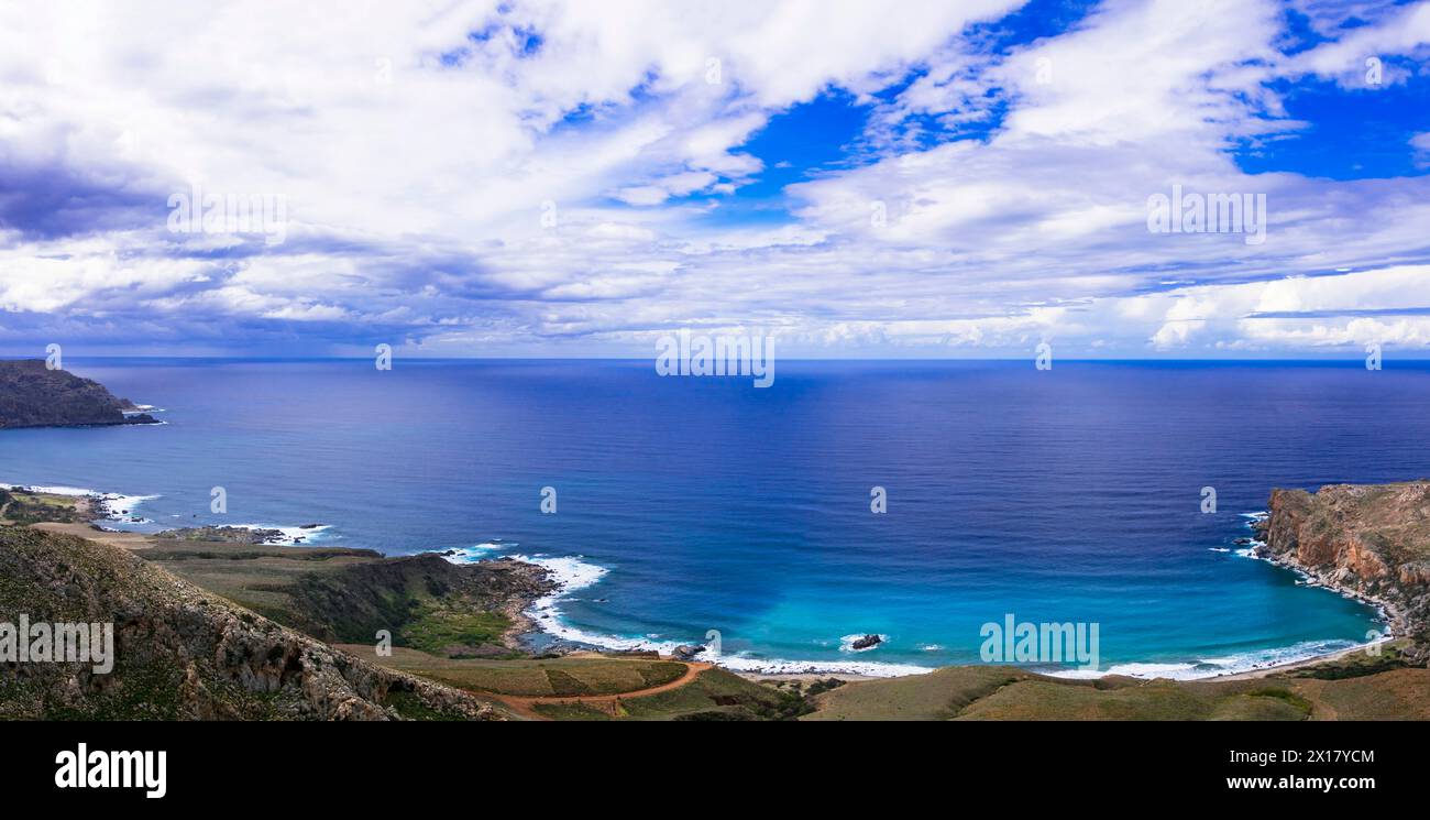 Greece travel . scenic landscape of Crete island. rocky mountains and ...