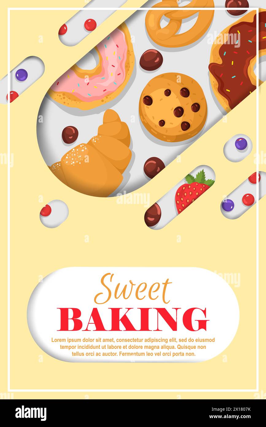 Sweet baking advertising poster template vector illustration Stock ...