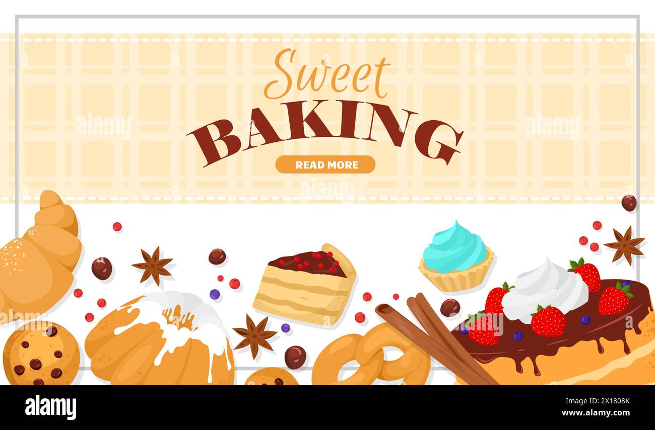 Sweet baking website banner design template vector illustration Stock ...
