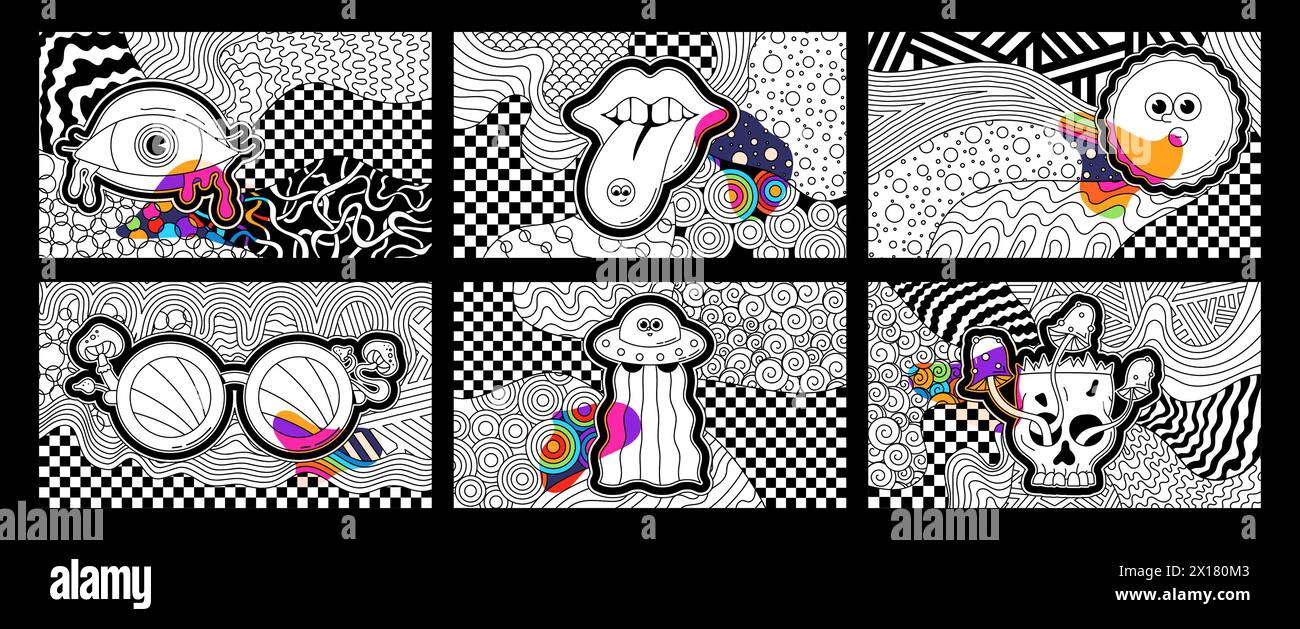 Zentangle trippy groovy color posters Stock Vector Image & Art - Alamy