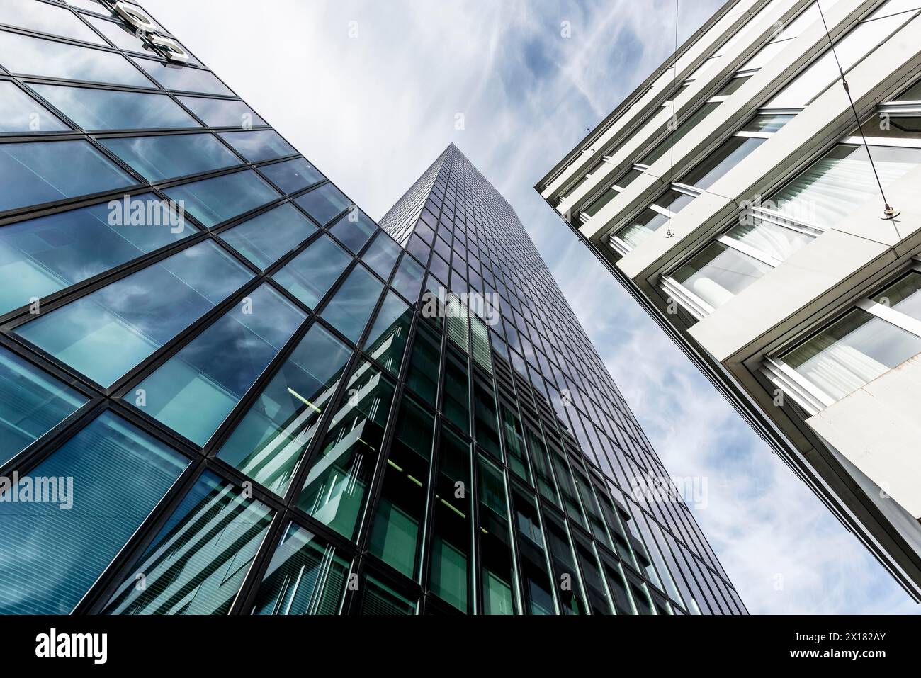 Modern architecture, high-rise building, Messeturm, Basel, Canton of ...