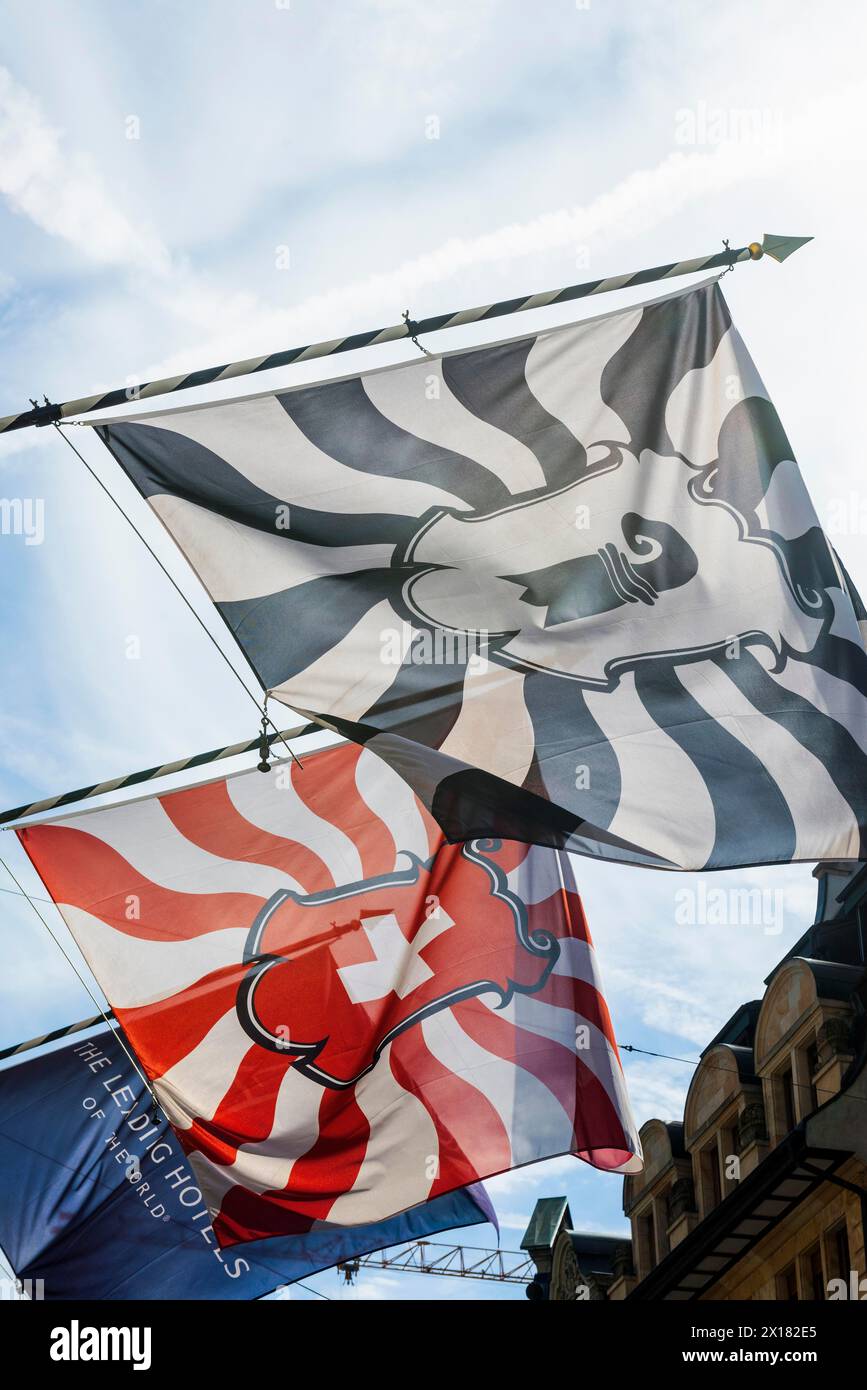 Flags with the coats of arms of Basel and Switzerland, Basel, Canton of ...