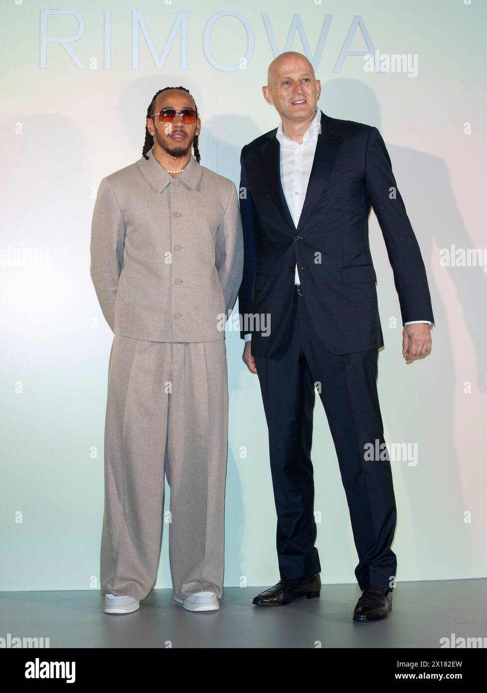 Seoul, South Korea. 15th Apr, 2024. (L to R) Car Racer Lewis Hamilton ...