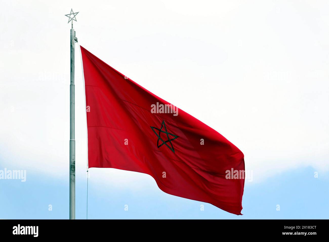 Moroccan national flag, Morocco, The Moroccan flag flies in the wind ...