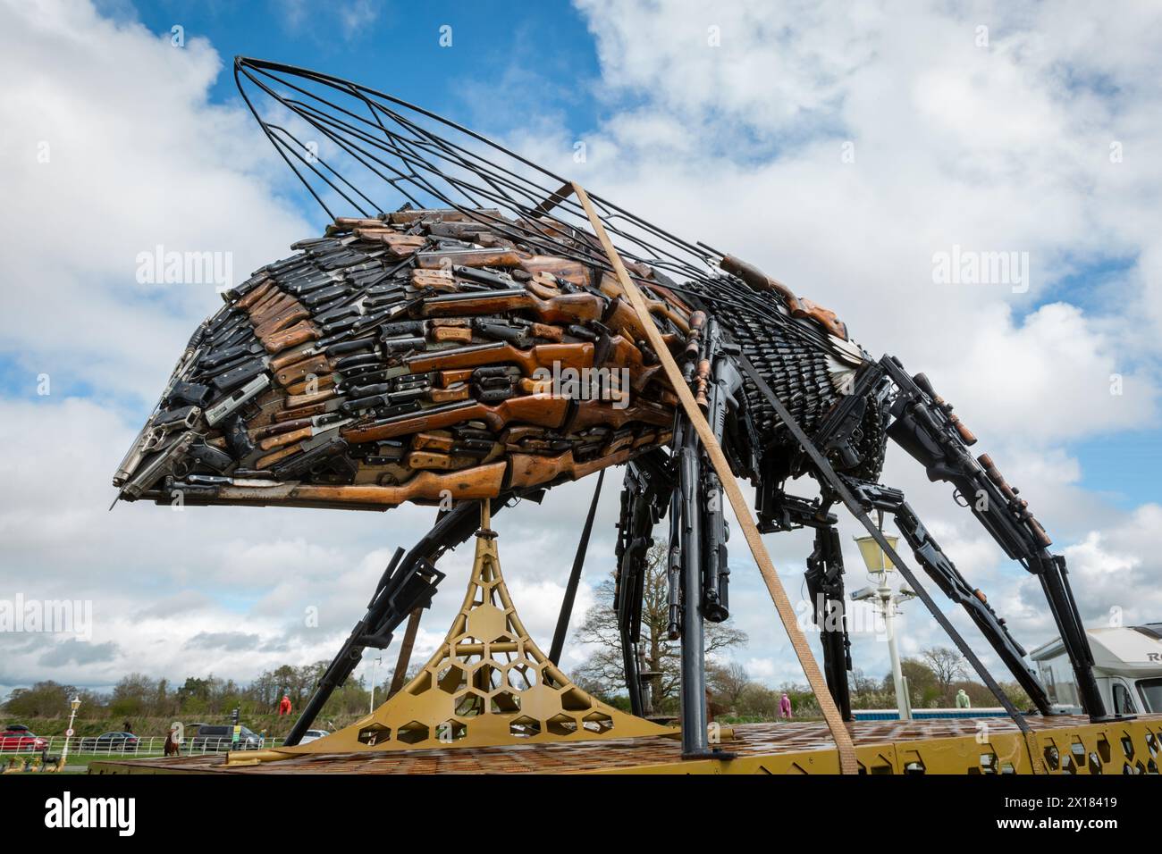 Gun fly sculpture at the British Ironworks, Shropshire, UK Stock Photo ...