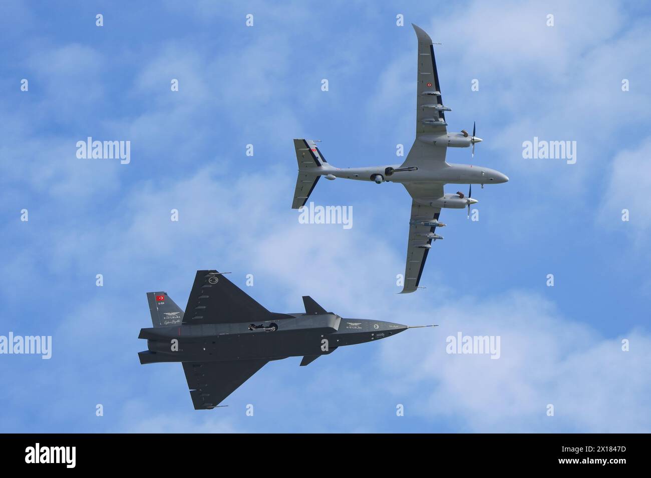 ISTANBUL, TURKIYE - APRIL 30, 2023: Baykar Bayraktar Kizilelma and ...