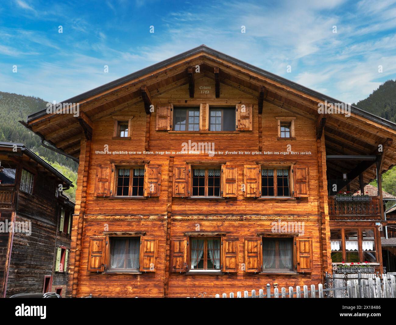 Traditional wooden house in Klosters, Switzerland Stock Photo - Alamy