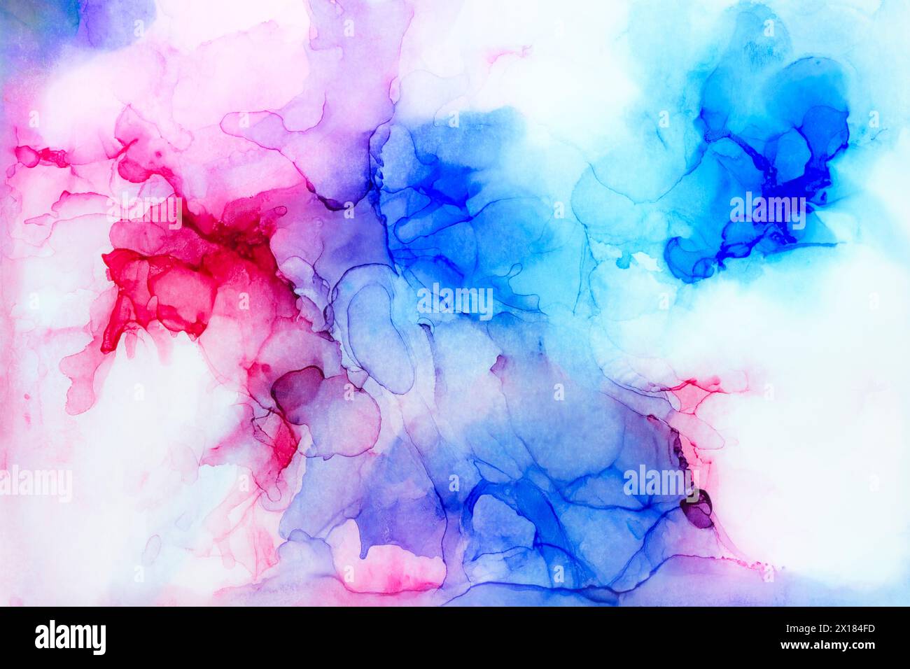 Macro close-up of bright, vibrant and colorful alcohol ink layers and ...