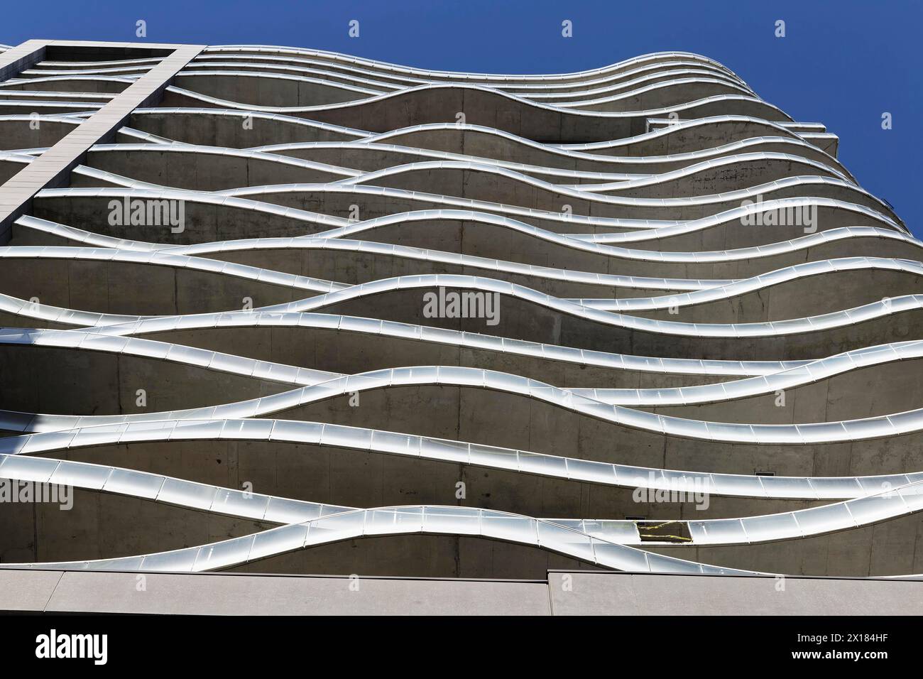 Architecture, curved balcony of an apartment complex, Montreal ...