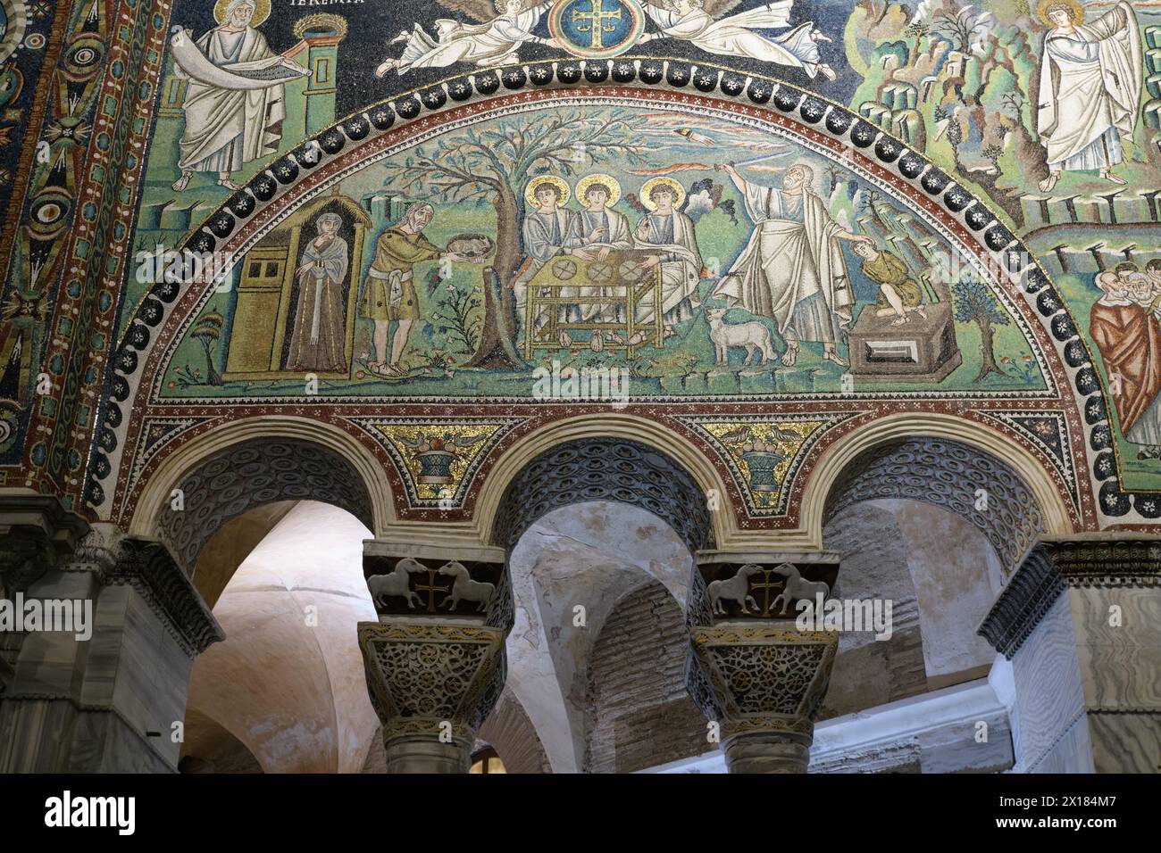 Interior of basilica of San Vitale. The mosaic Sacrifice of Isaac. Ravenna, Italy Stock Photo ...