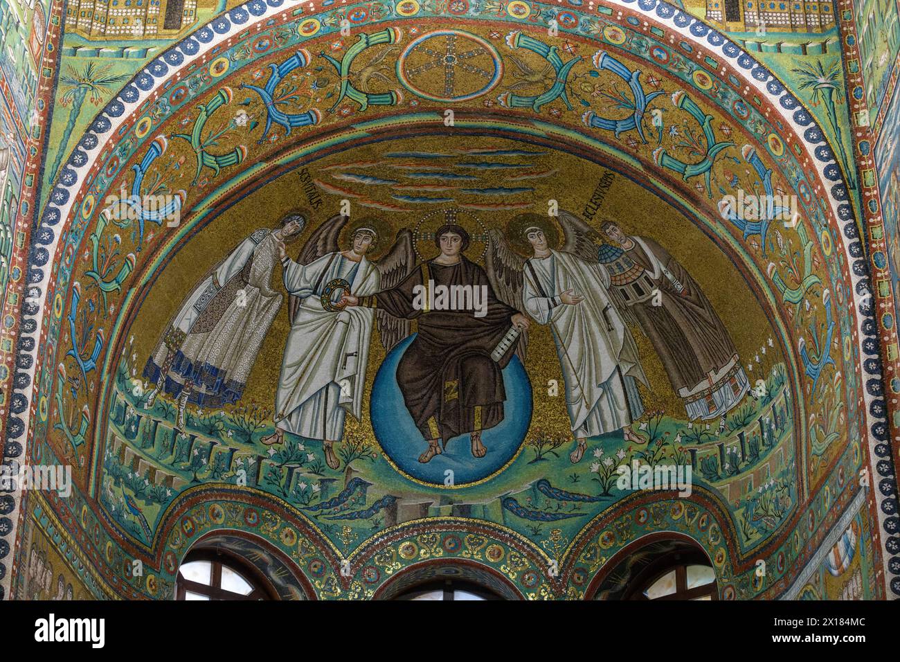 Interior of basilica of San Vitale. Apse mosaic. Ravenna, Italy Stock ...