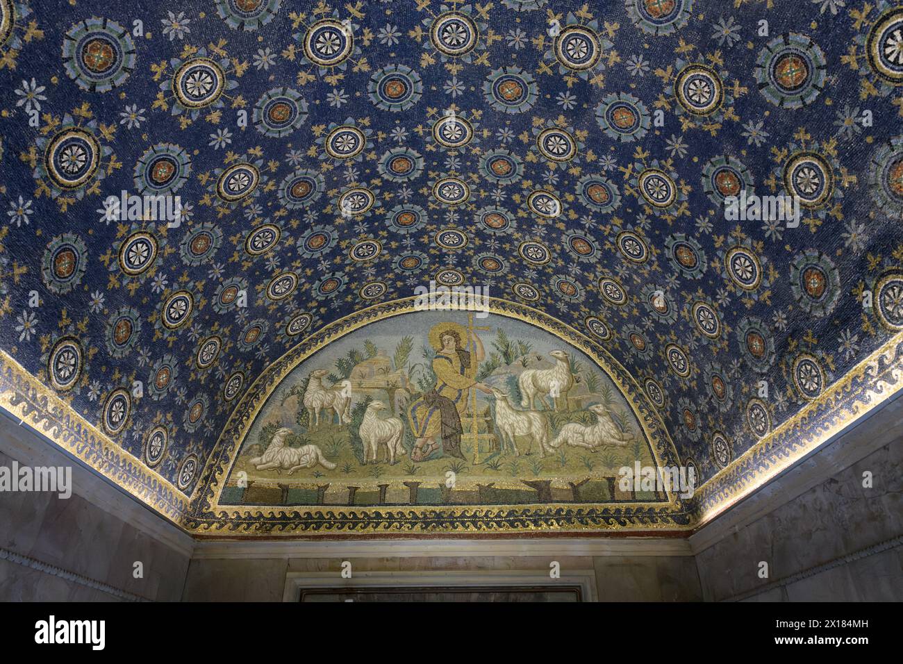 The Good Shepherd (Jesus Christ) mosaic in the Mausoleum of Galla ...