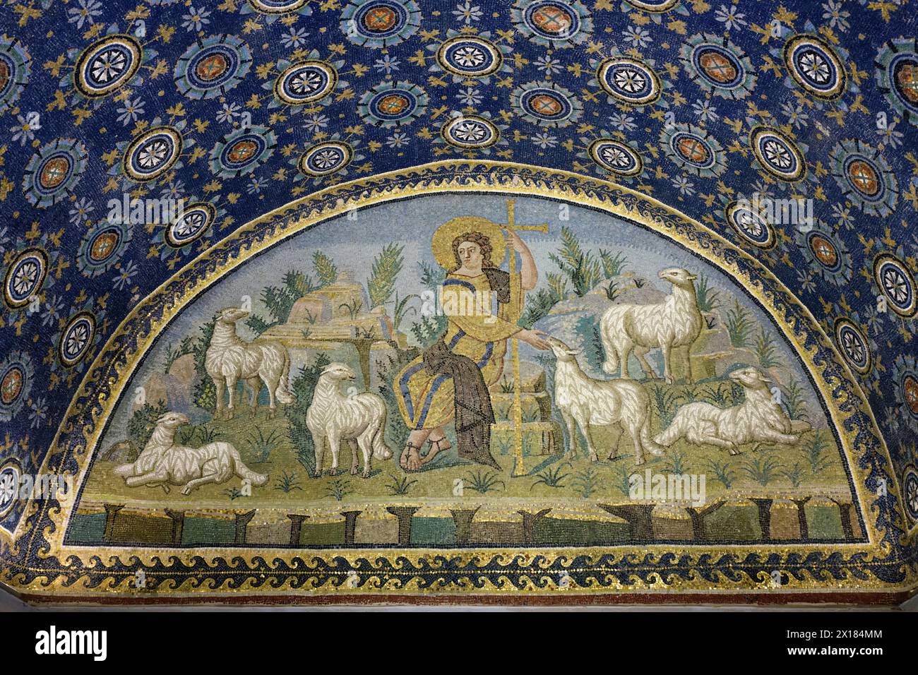 The Good Shepherd (Jesus Christ) mosaic in the Mausoleum of Galla ...