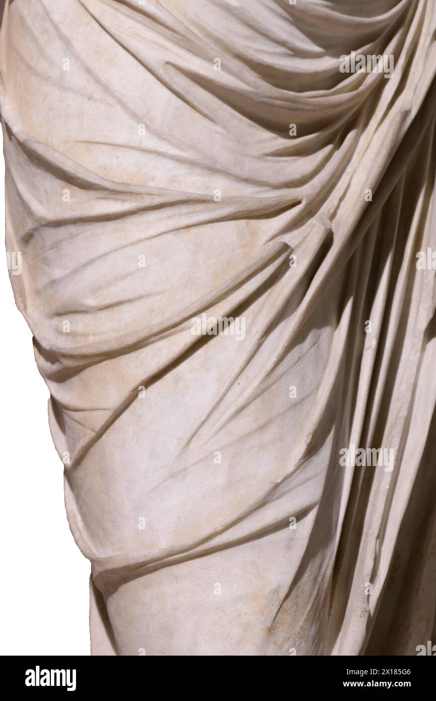 Fragment of the folds of the cloth of the garment on ancient Roman ...