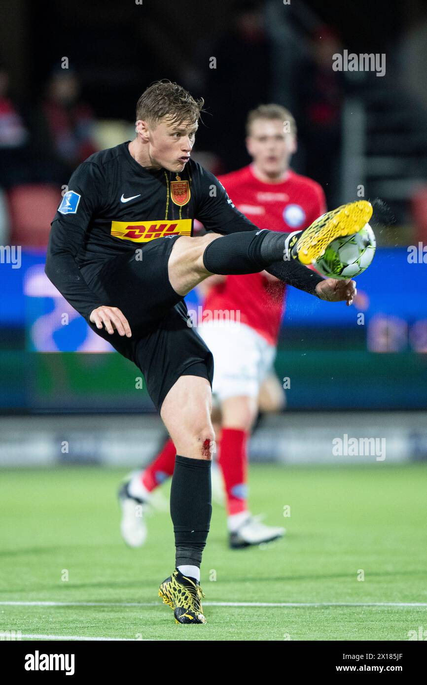 Silkeborg, Denmark. 15th Apr, 2024. FCN's Jeppe Tverskov during the Super League match between ...