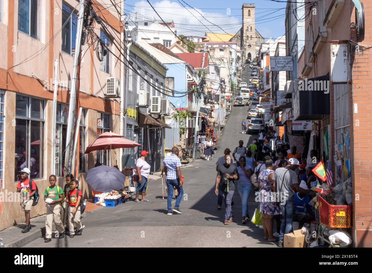 Grenada St George's people in St Johns Street leading to Cathedral of ...