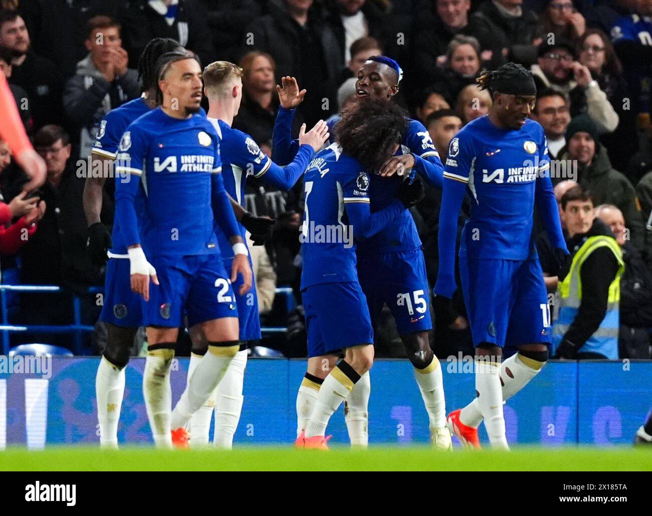 Chelsea's Nicolas Jackson celebrates scoring their side's fourth goal ...