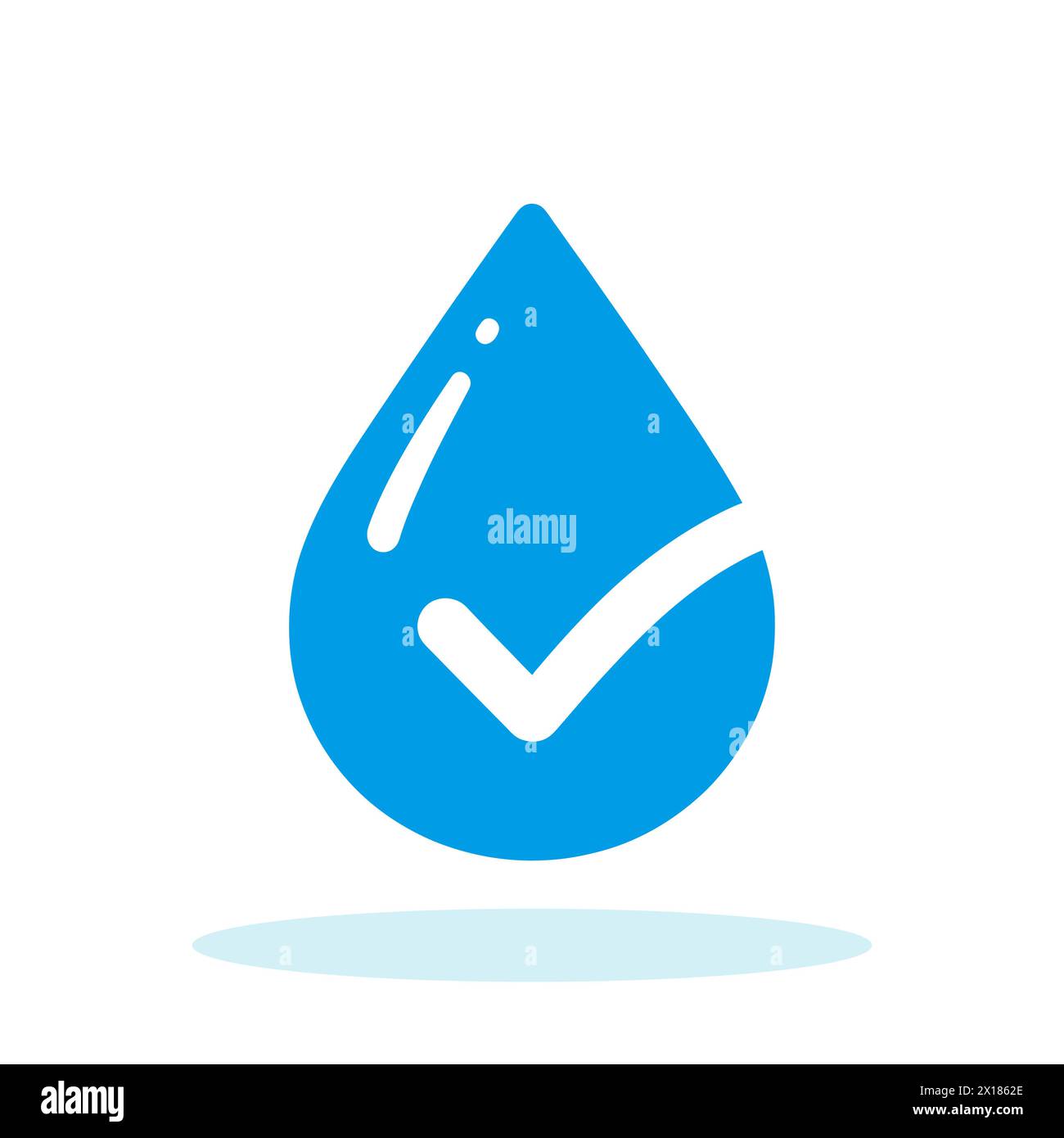Water drop icon with checkmark. Clean water concept. Drinkable water ...