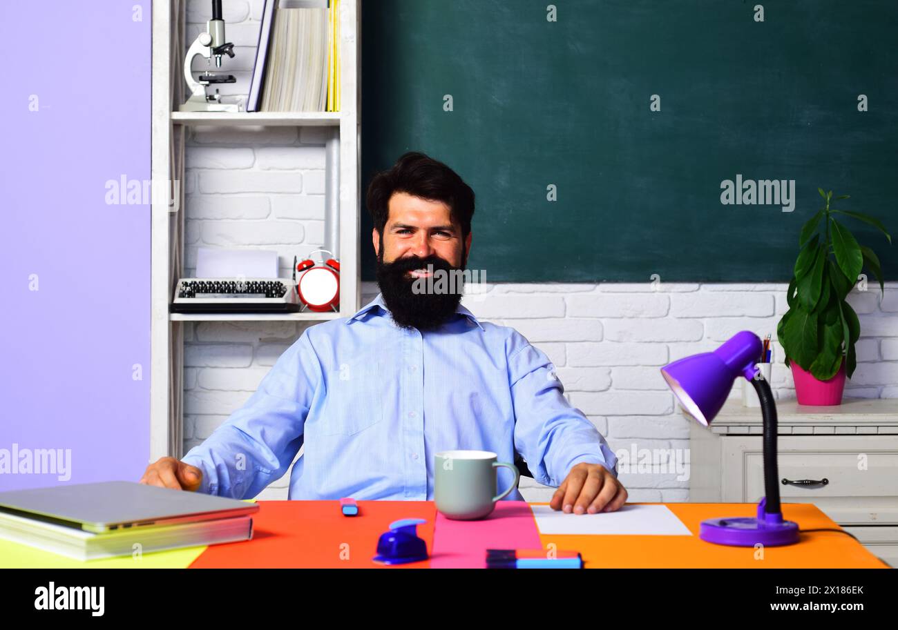 Profession, learning, education and knowledge concept. Teacher job ...