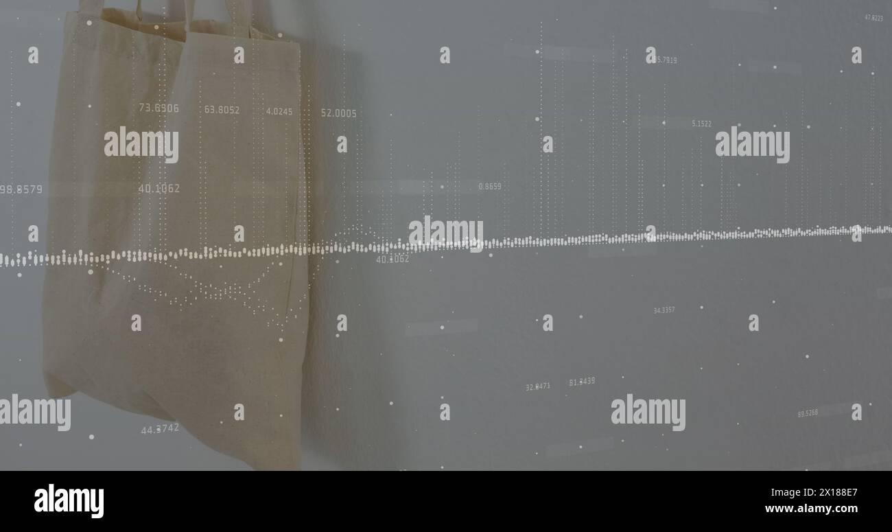 Image of financial data and graphs over shopping bag Stock Photo - Alamy