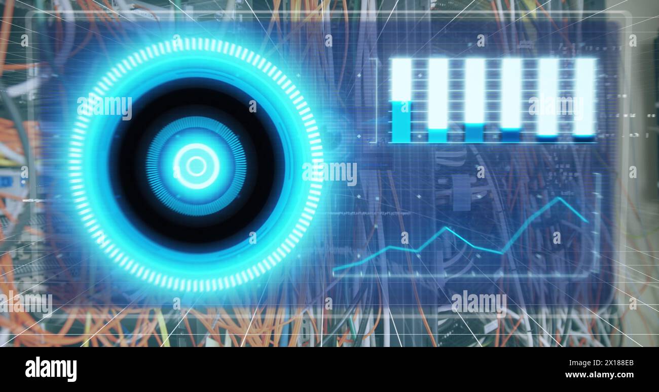 Image of data processing in on digital screen and computer wires Stock Photo - Alamy