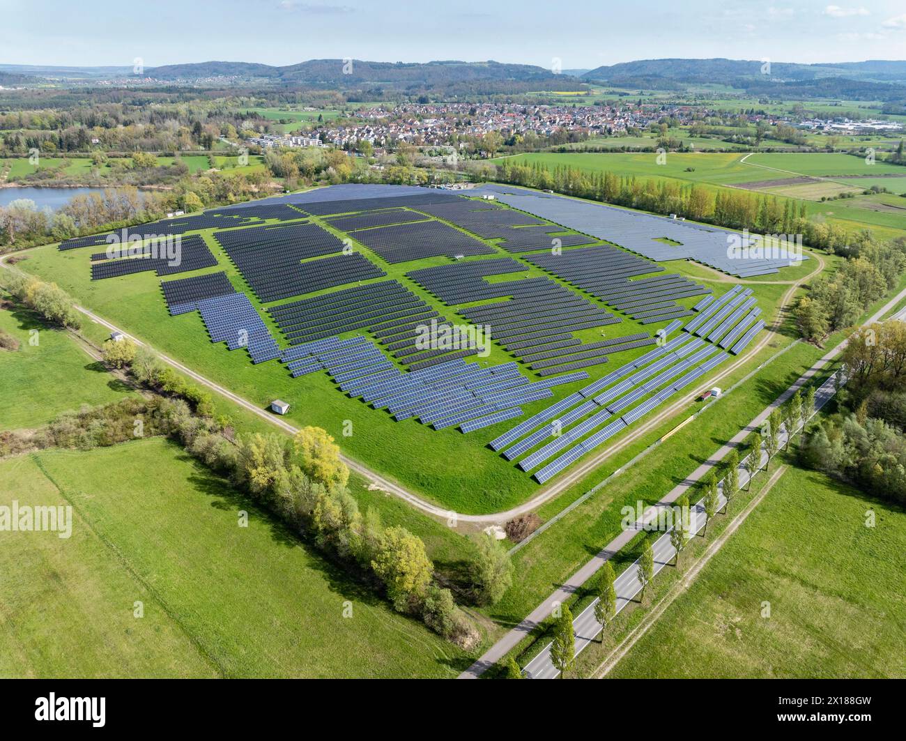 Aerial view, solar modules, solar park, photovoltaics, power generation ...