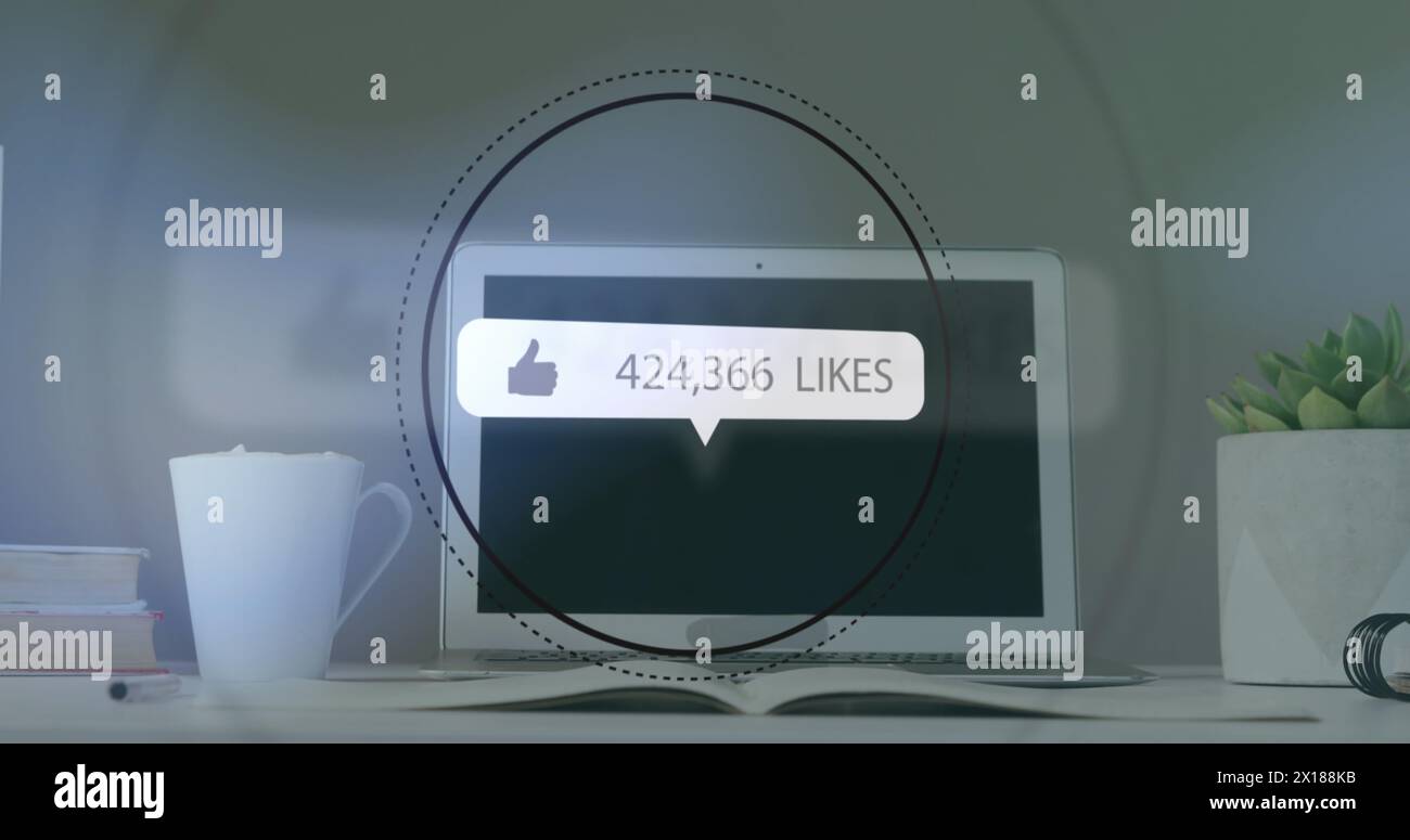 Image of like icon with increasing numbers on a speech bubble against ...