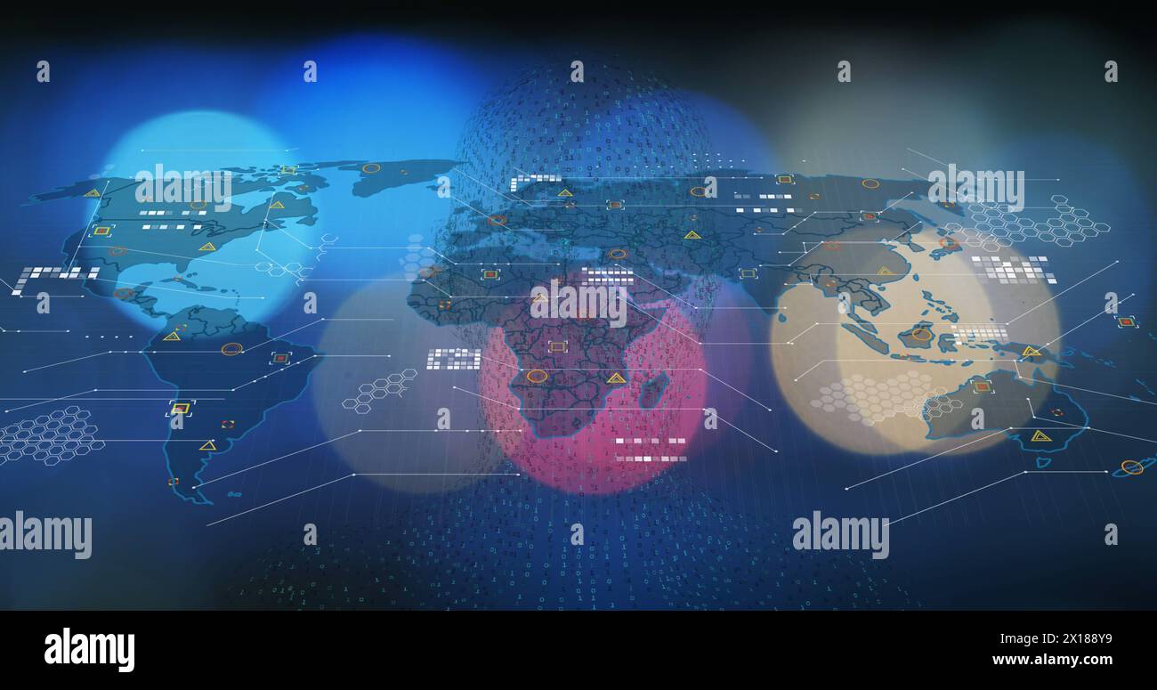 Image of world map and head over spots Stock Photo - Alamy