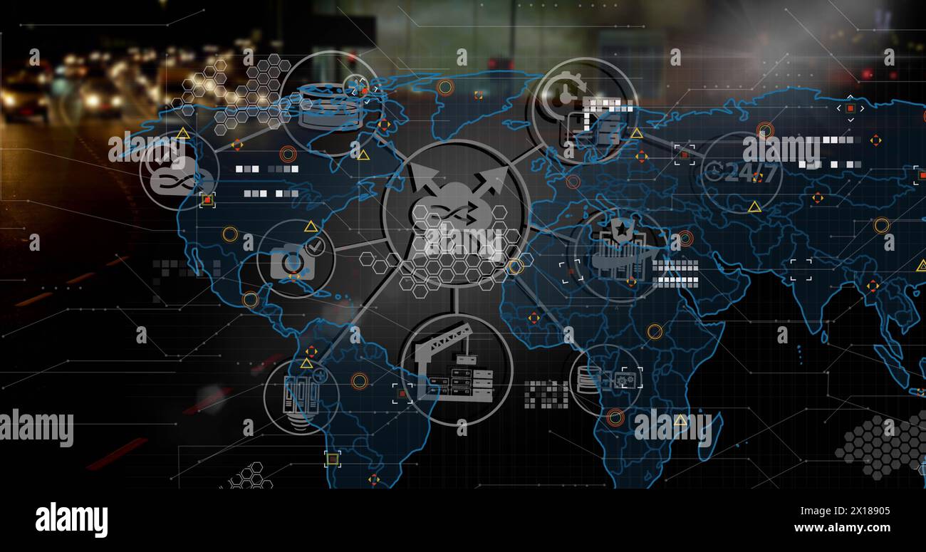 World at night map hi-res stock photography and images - Alamy