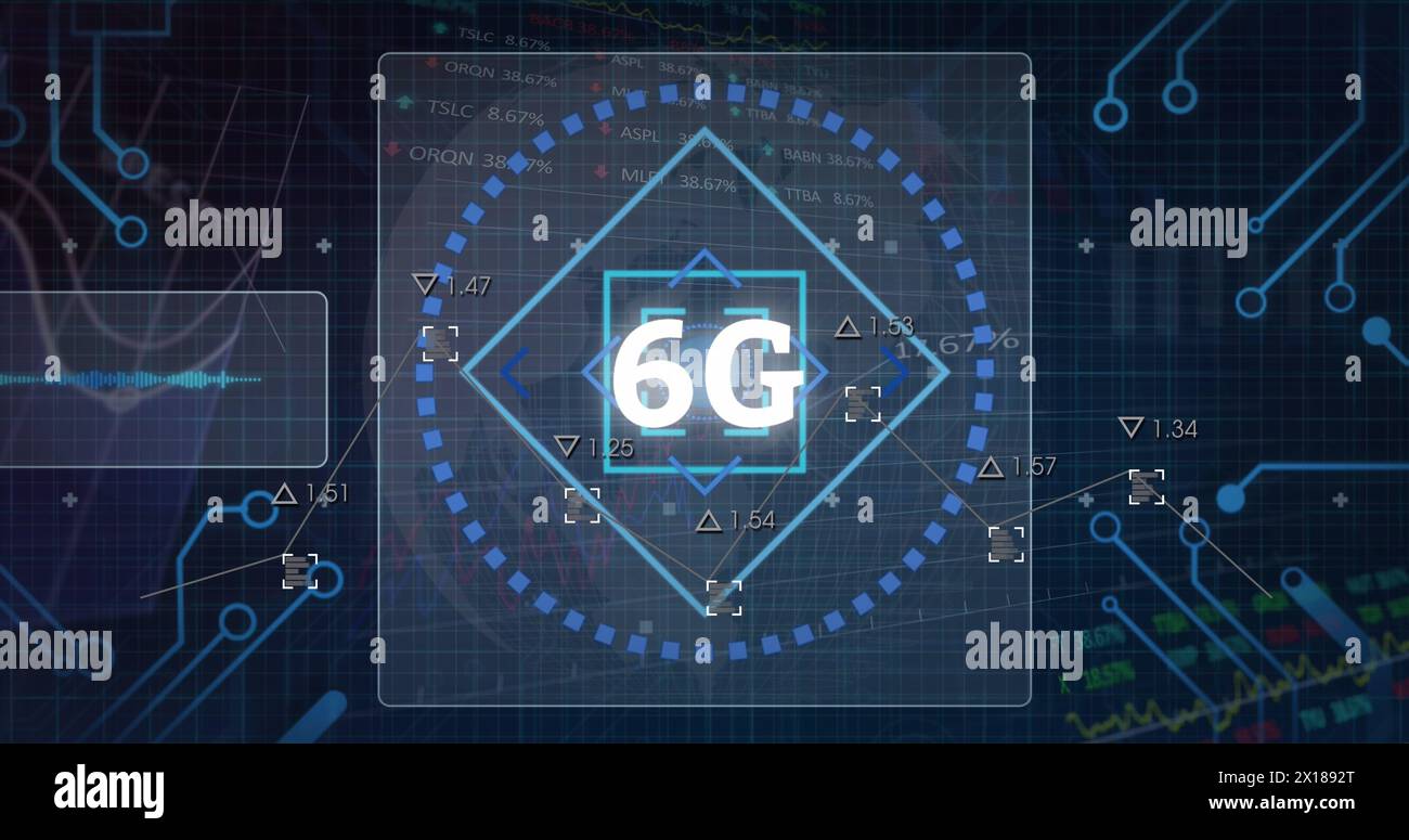 Image of 6g and integrated circuit on digital screen Stock Photo - Alamy