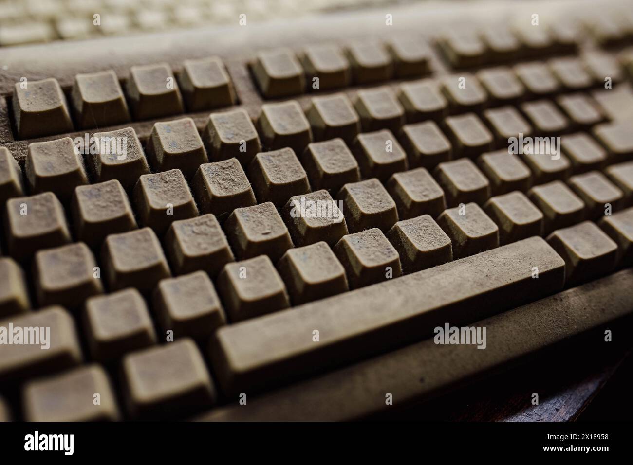 Old vintage computer mechanical keyboard in dust, computer keyboard ...