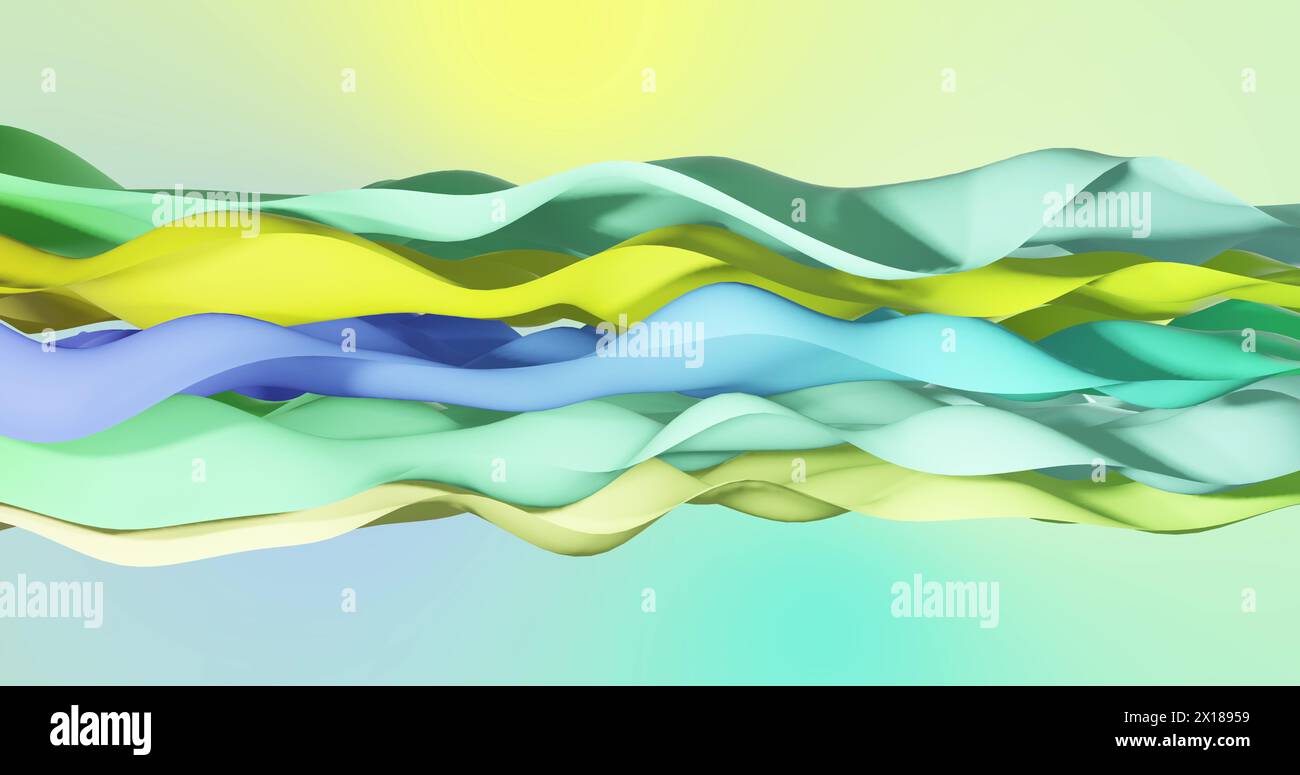 Image of blue, green to yellow gradient layers waving over gradient ...