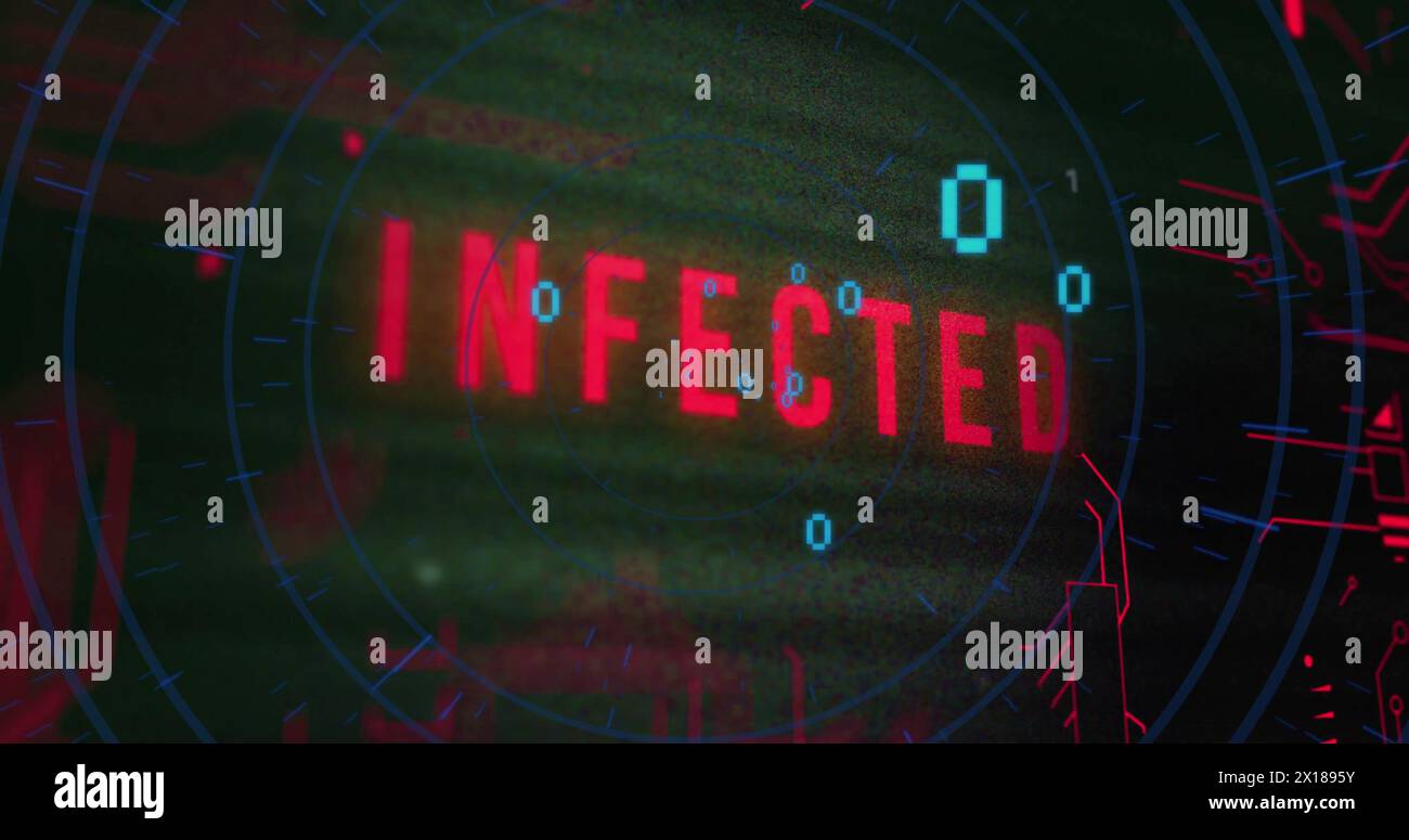 Image of infected text over data processing Stock Photo - Alamy