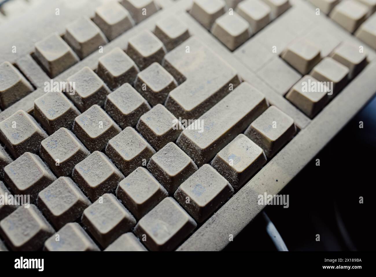Old vintage computer mechanical keyboard in dust, computer keyboard ...