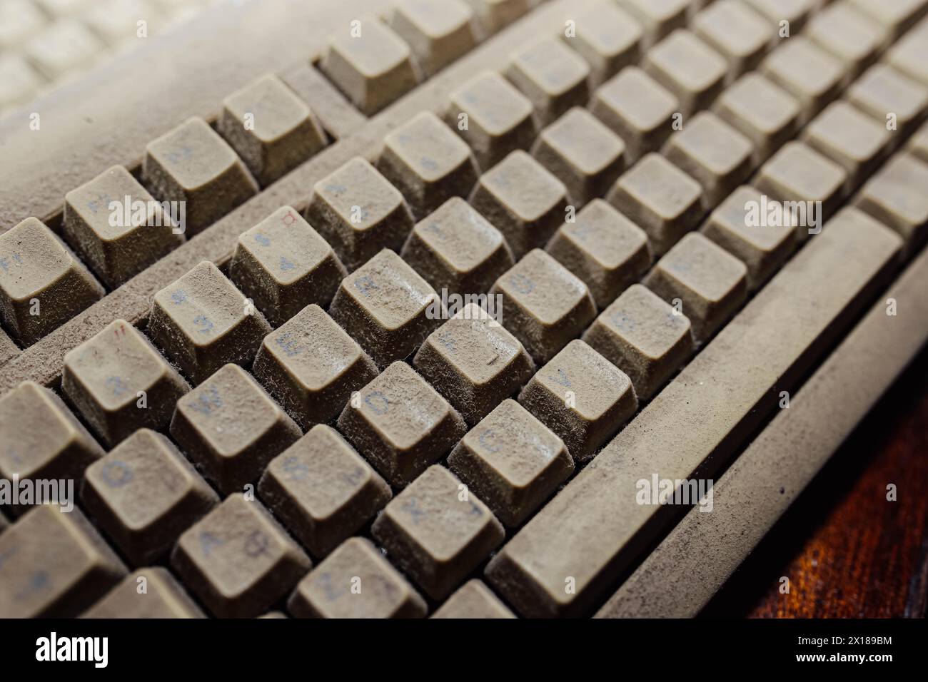 Old vintage computer mechanical keyboard in dust, computer keyboard ...