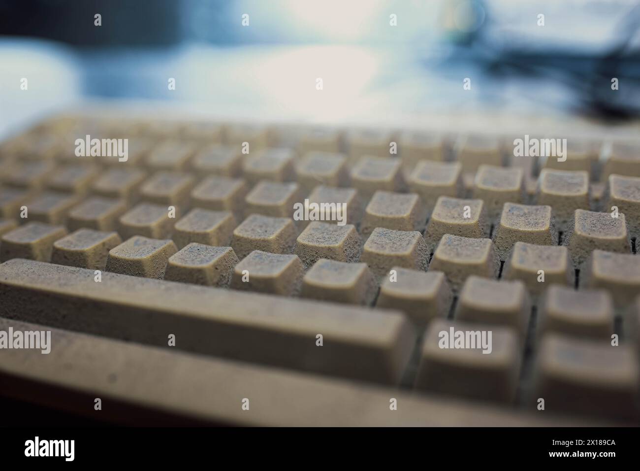 Old vintage computer mechanical keyboard in dust, computer keyboard ...