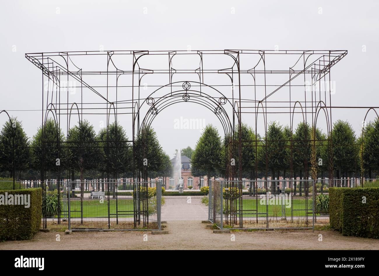 Arc de Triomphe steel frame arbour in the Schwetzingen palace garden in ...