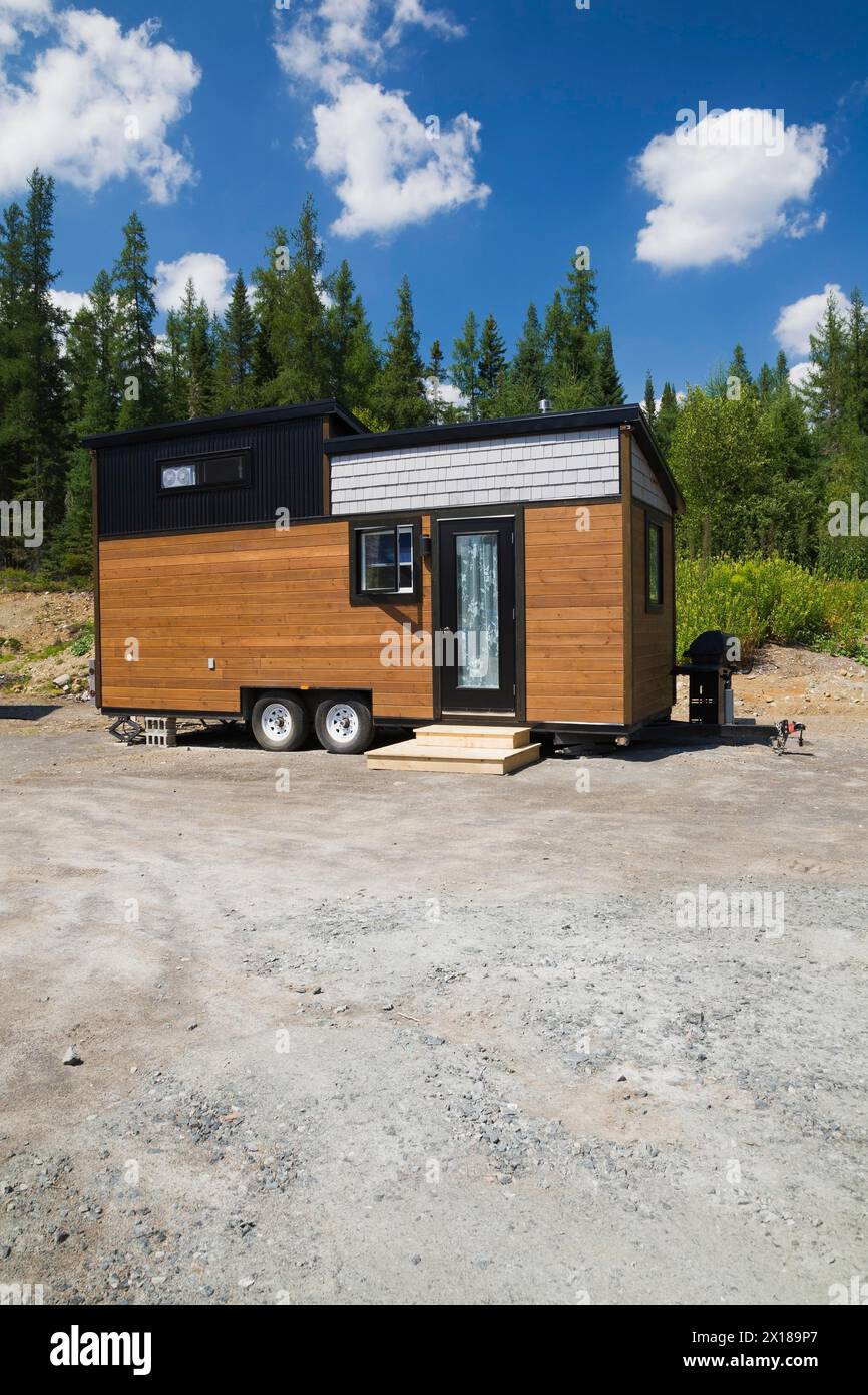 Contemporary brown stained pine and grey oak wood shingles clad cottage ...