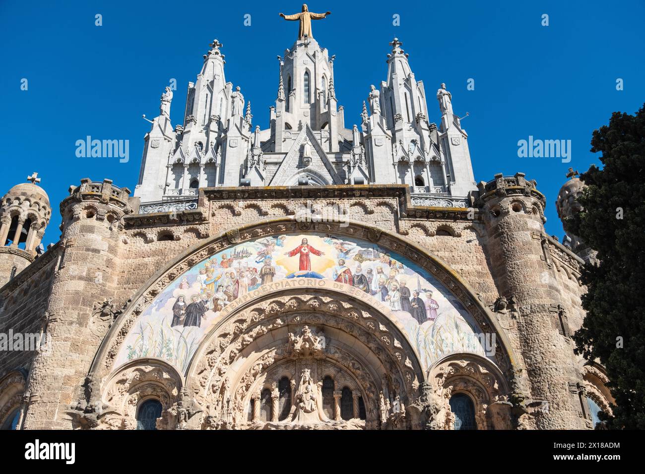 The Temple Expiatori del Sagrat Cor church on the Tibidabo in Barcelona ...