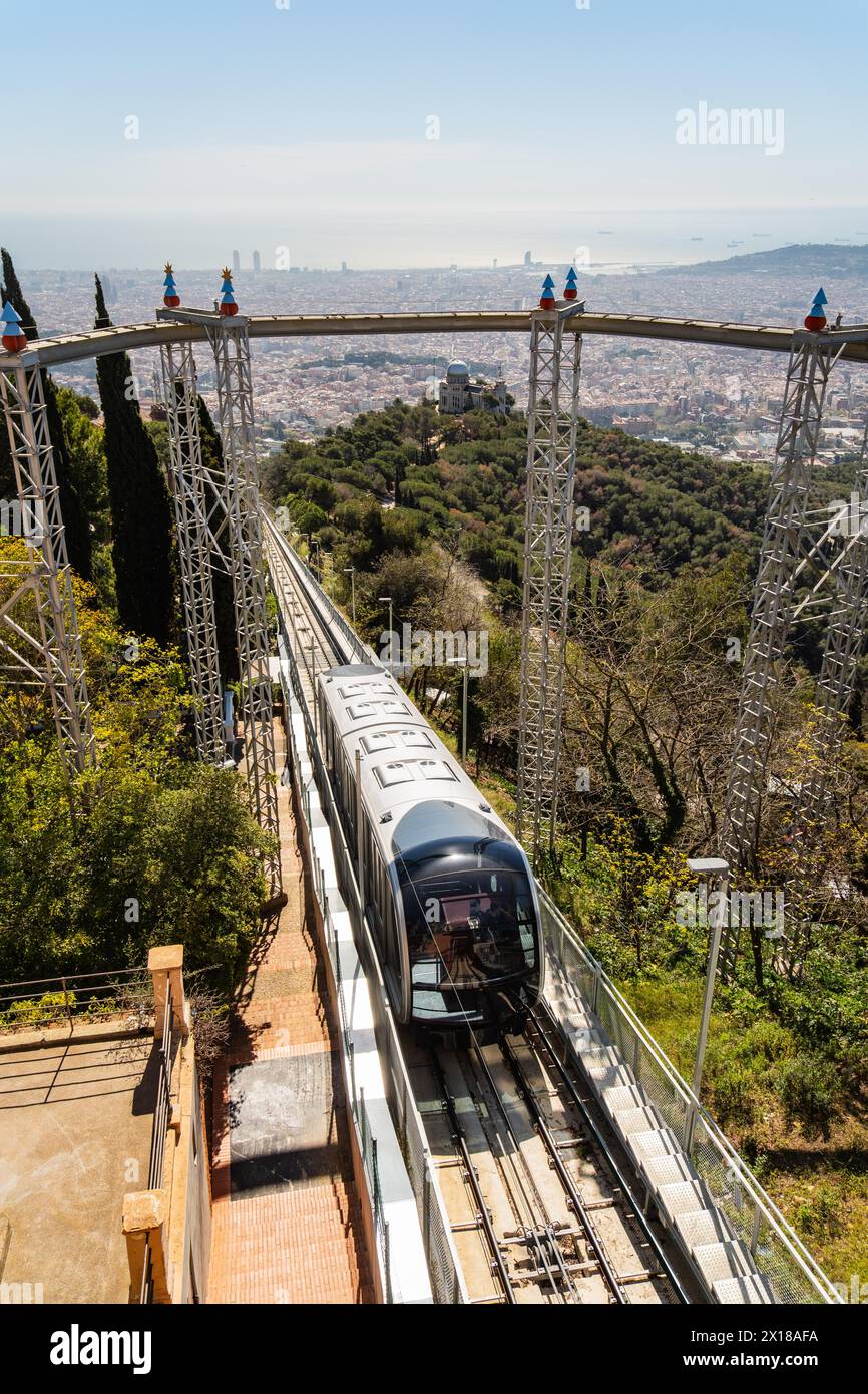 Funicular railway to Tibidabo in Barcelona, Spain Stock Photo - Alamy