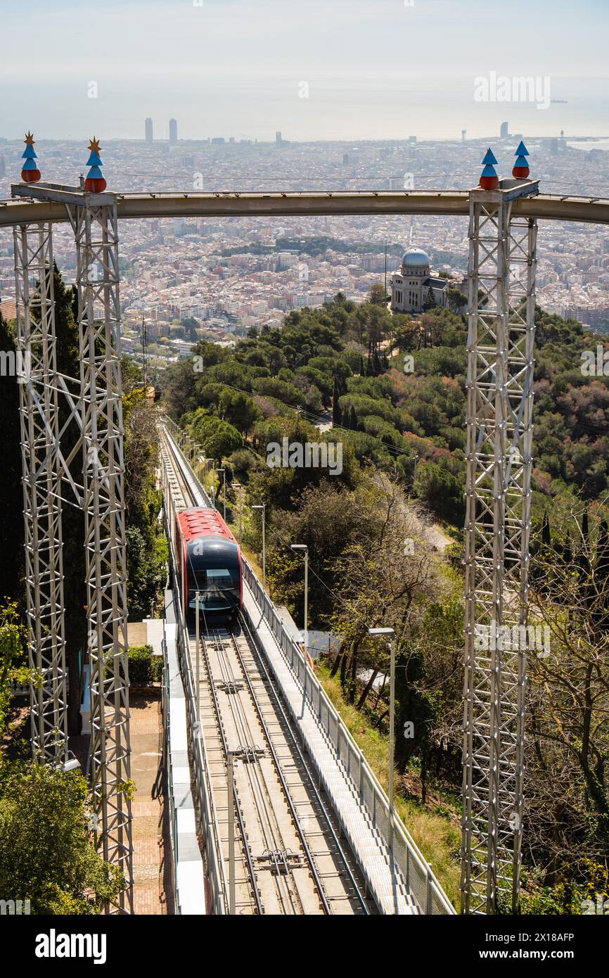 Funicular railway to Tibidabo in Barcelona, Spain Stock Photo - Alamy