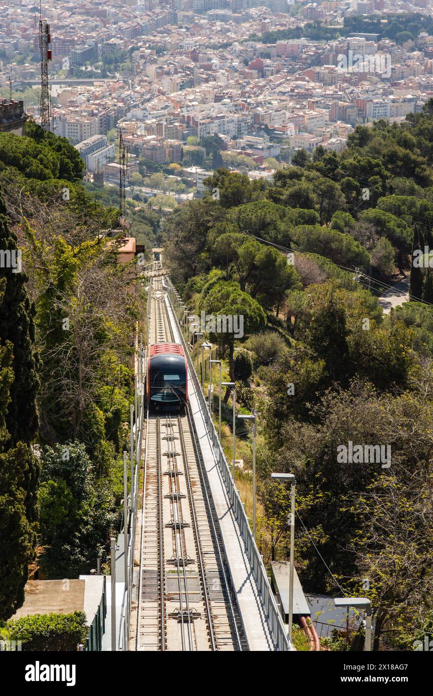 Funicular railway to Tibidabo in Barcelona, Spain Stock Photo - Alamy