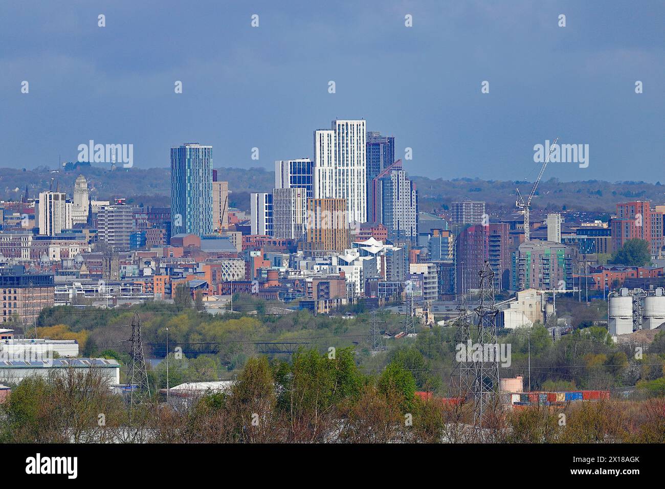 A view of Leeds skyline and the Arena Village student accommodation ...