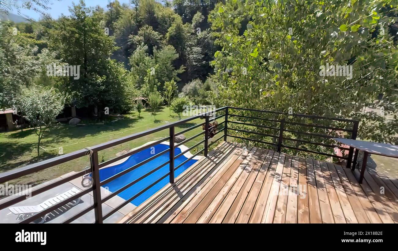 Swimming pool on the terrace of a villa in the mountains Stock Photo ...