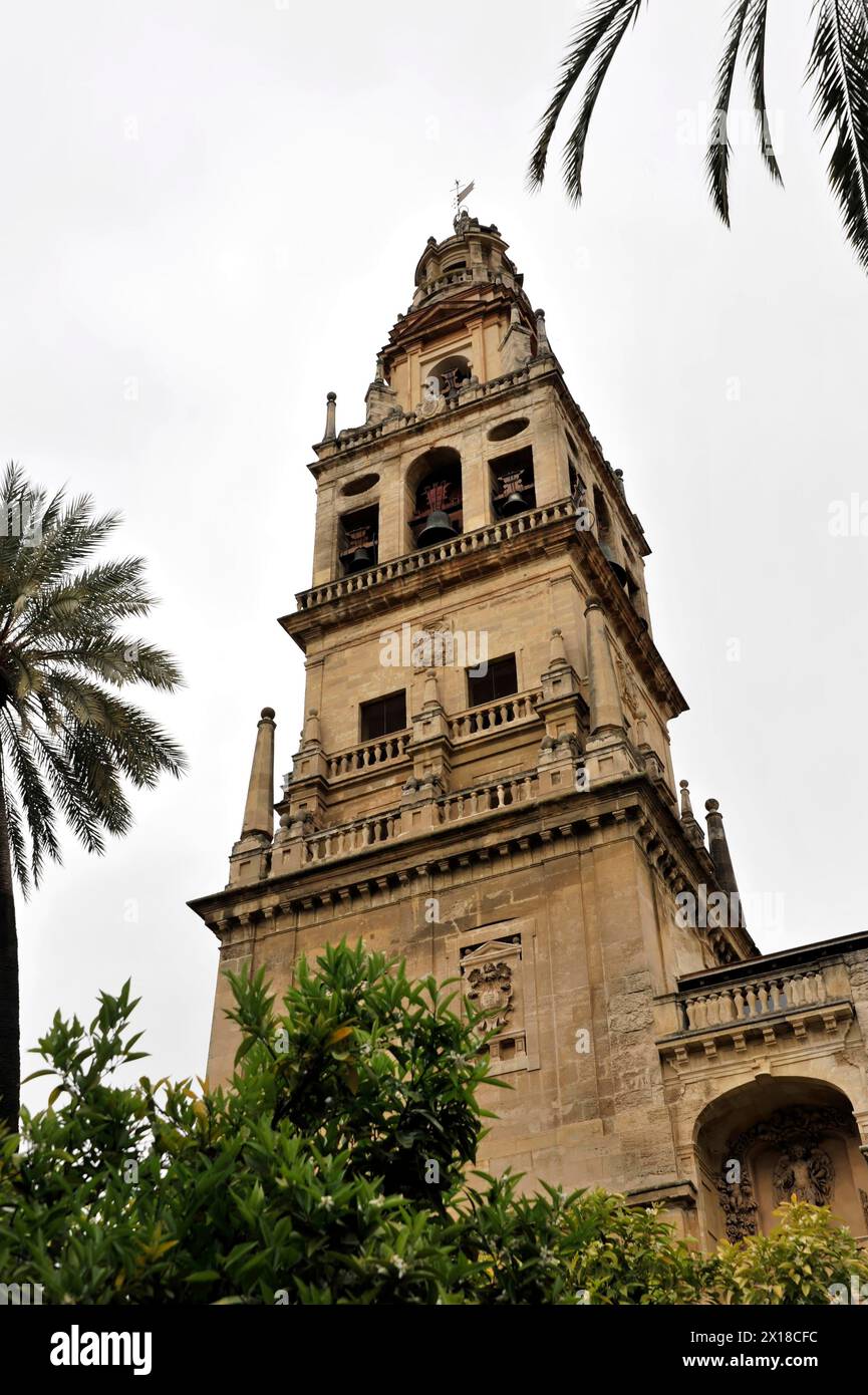 Former minaret, Mezquita, former mosque, today cathedral, Cordoba ...